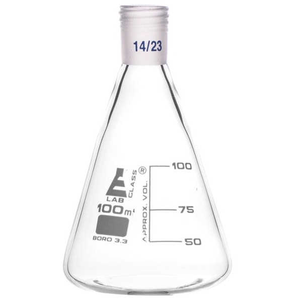Eisco Erlenmeyer Flask with 14/23 Joint, 100ml Capacity, 25ml ...
