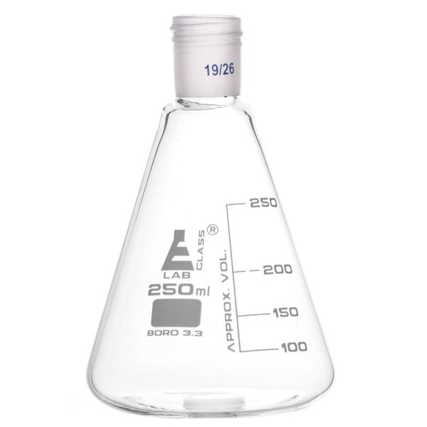 Eisco Erlenmeyer Flask with 19/26 Joint, 250ml Capacity, 50ml ...