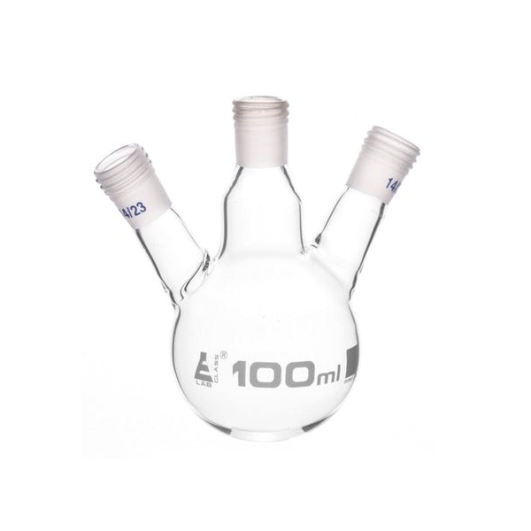 Eisco Distillation Flask with 3 Necks, 100ml Capacity, 14/23 Joint Size ...