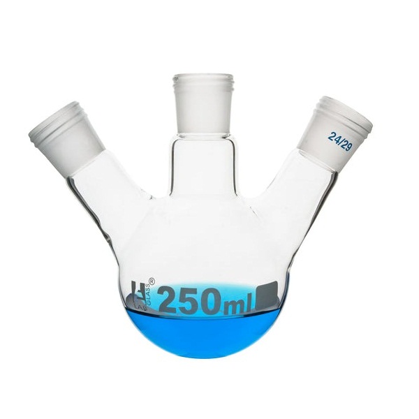 Eisco Distillation Flask with 3 Necks, 250ml - 24/29 Joint Size - Round ...