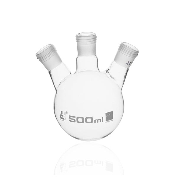 Eisco Distillation Flask with 3 Necks, 500ml - 24/29 Joint Size - Round ...