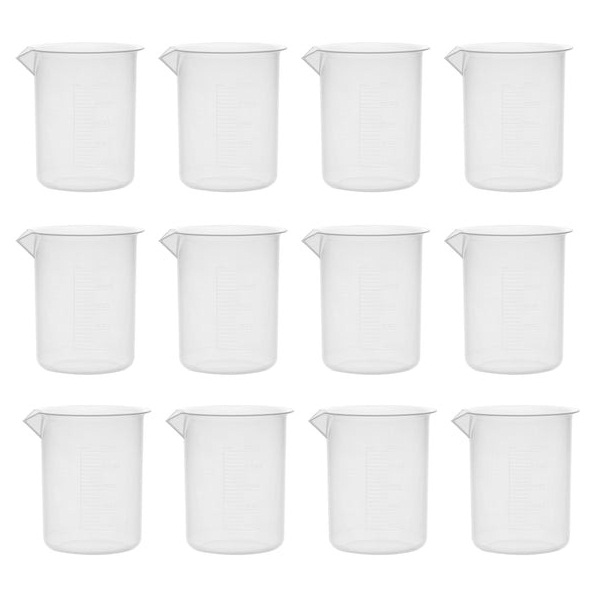 Eisco 12PK Plastic Beakers, 250ml - Polypropylene - Raised Graduations ...