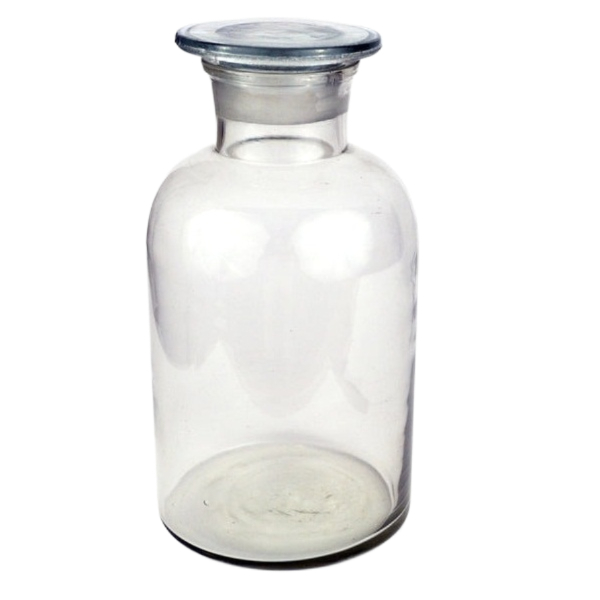 Eisco Labs Reagent Bottle, Soda Glass, Wide Neck with Stopper, 2000 mL ...