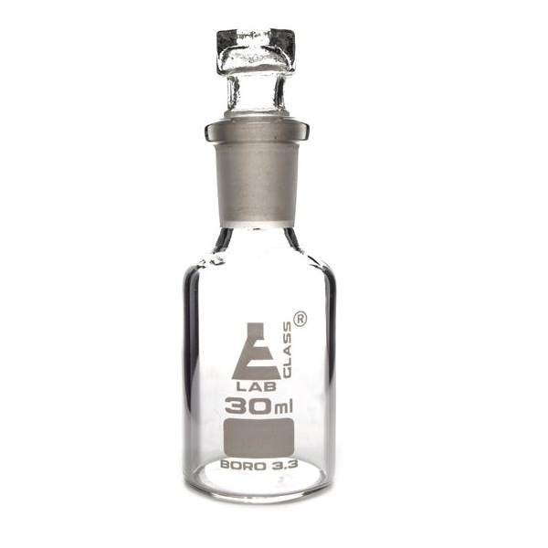 Eisco Reagent Bottle, Narrow Mouth with Hexagonal Hollow Glass Stopper ...