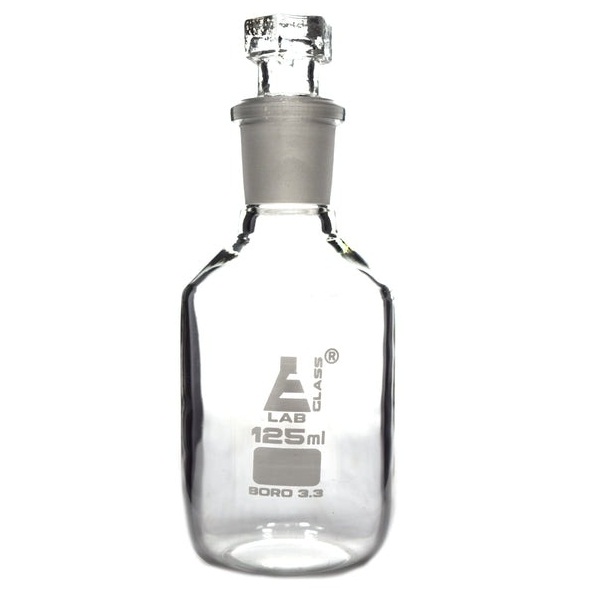 Eisco Reagent Bottle, Narrow Mouth with Hexagonal Hollow Glass Stopper ...