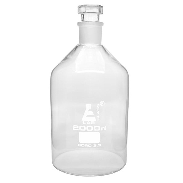 Eisco Reagent Bottle, 2000ml, 34/35 Hexagonal Hollow Stopper - Narrow ...