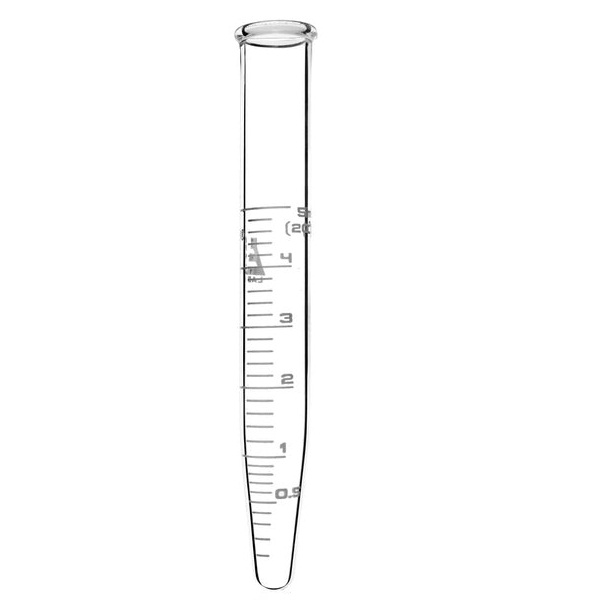 Eisco Graduated Centrifuge Tube, 5ml - Borosilicate 3.3 Glass, Conical ...