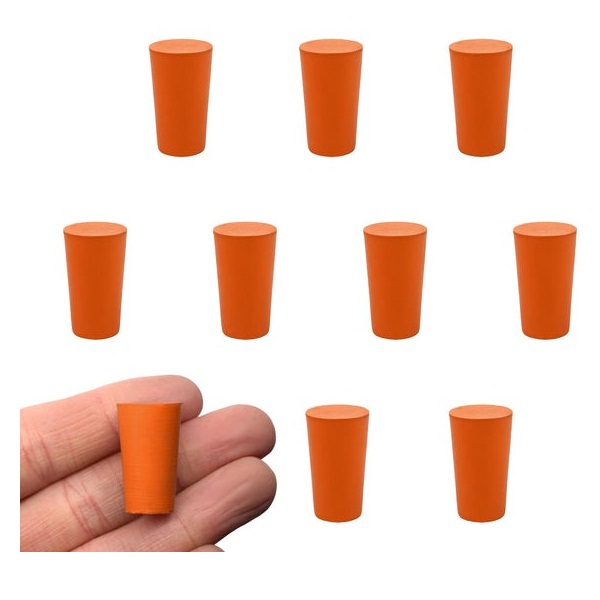 Eisco 10PK Rubber Stoppers - Solid - 11mm Bottom, 14mm Top, 24mm Length ...