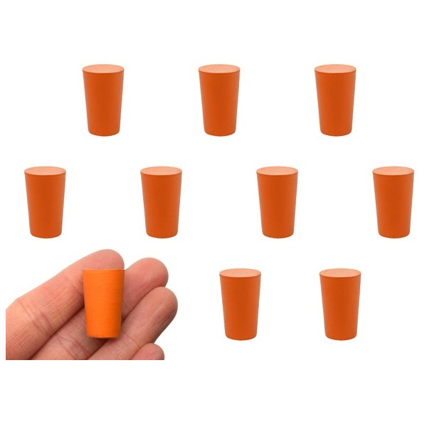 Eisco 10PK Rubber Stoppers - Solid - 13mm Bottom, 16mm Top, 24mm Length ...