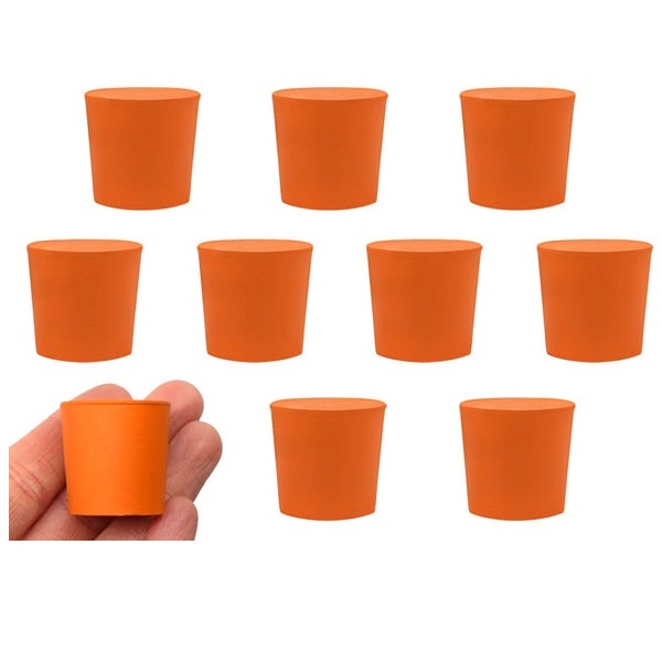 Eisco 10PK Rubber Stoppers - Solid - 25mm Bottom, 28mm Top, 28mm Length ...