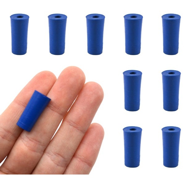 Eisco Neoprene Stoppers 1 Hole - Blue - Size: 8mm Bottom, 10.5mm Top ...