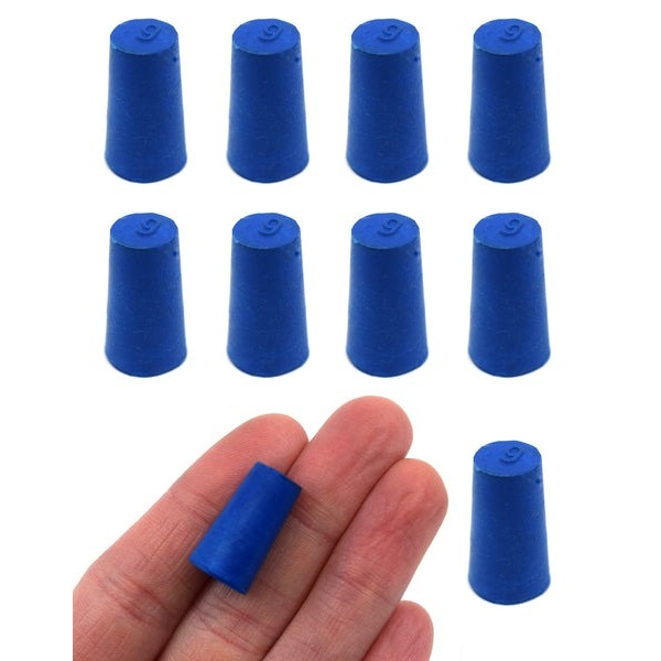 Eisco Neoprene Stoppers, Solid Blue - Size: 9mm Bottom, 11.5mm Top ...