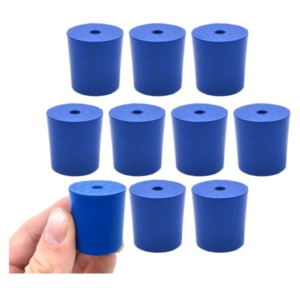 Eisco Neoprene Stoppers, 1 Hole - Blue - Size: 23mm Bottom, 26mm Top ...