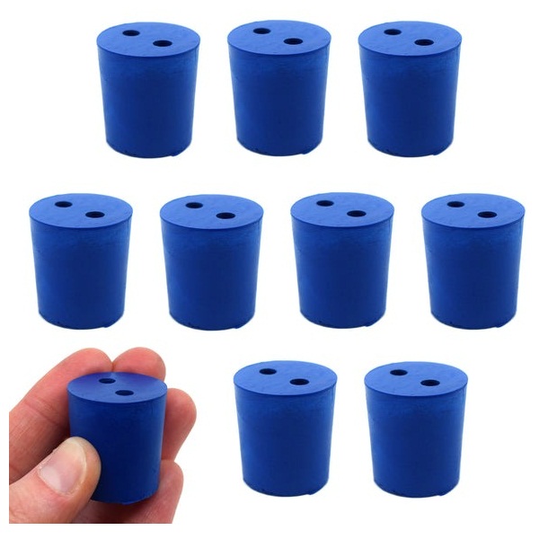 Eisco Neoprene Stoppers 2 Holes - Blue - Size: 23mm Bottom, 26mm Top ...