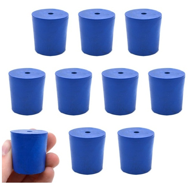 Eisco Neoprene Stoppers, 1 Hole - Blue - Size: 27mm Bottom, 31mm Top ...