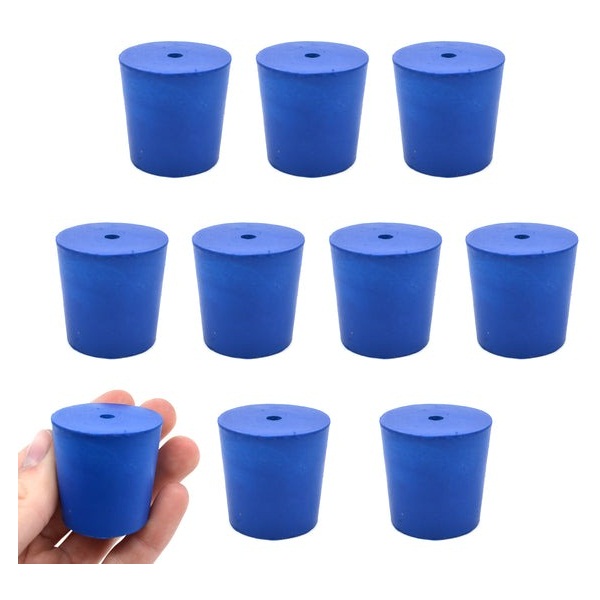 Eisco Neoprene Stoppers, 1 Hole - Blue - Size: 31mm Bottom, 36mm Top ...