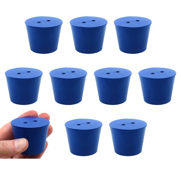Eisco Neoprene Stoppers 2 Holes - Blue - Size: 35mm Bottom, 45mm Top ...