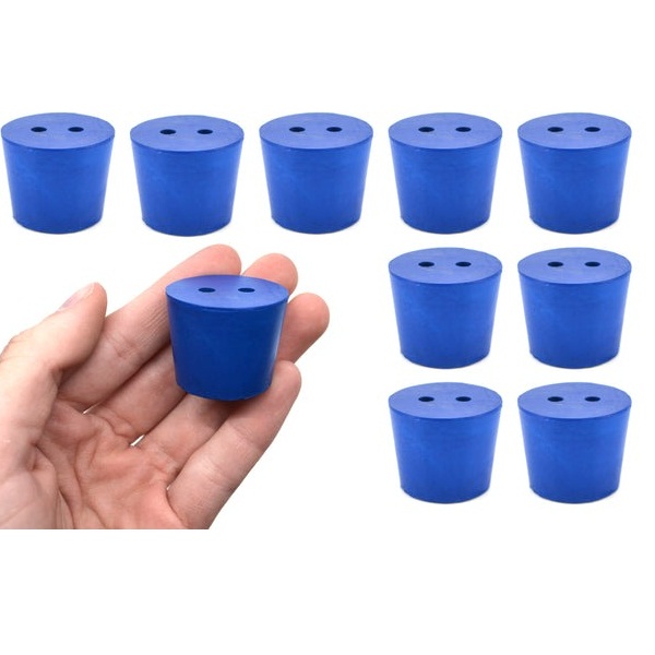 Eisco 10PK Neoprene Stoppers, 2 Holes ASTM - Size #6 - 26mm Bottom ...