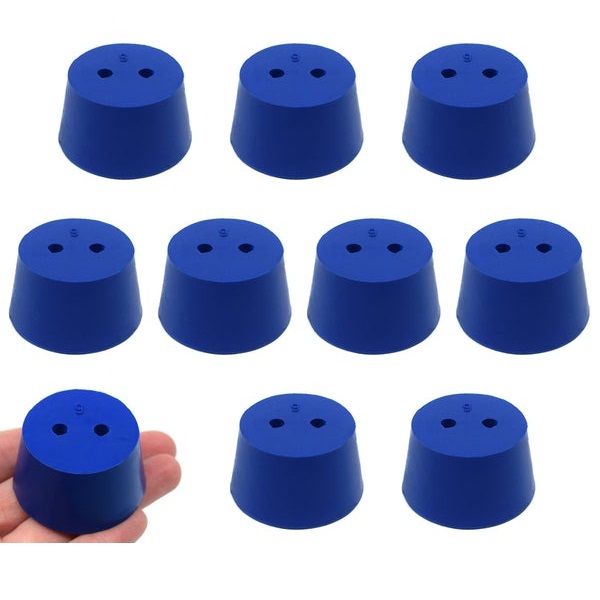 Eisco 10PK Neoprene Stoppers 2 Holes - ASTM - Size #9 - 37mm Bottom ...