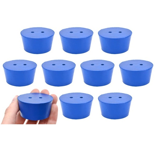 Eisco 10PK Neoprene Stoppers, 2 Holes ASTM - Size #10 - 42mm Bottom ...