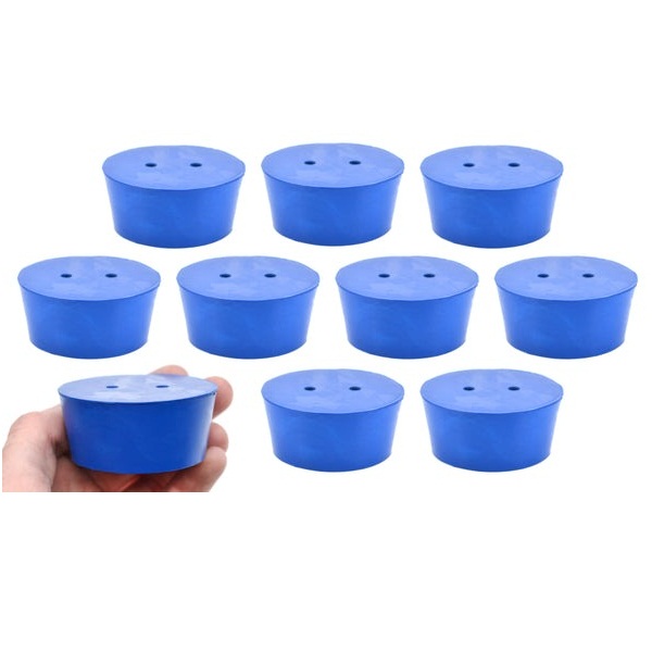 Eisco 10PK Neoprene Stoppers, 2 Holes ASTM - Size #11 - 48mm Bottom ...