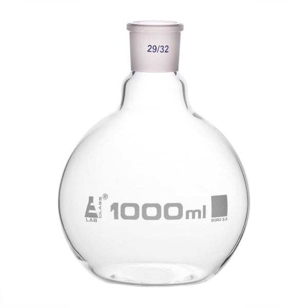 Eisco Florence Boiling Flask, 1000ml - 29/32 Joint, Flat Bottom, Short ...