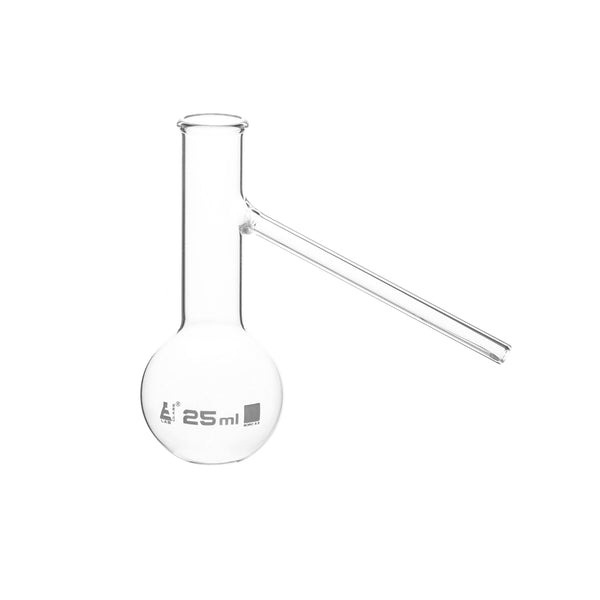 Eisco Distilling Flask with Side Arm, 25mL - Borosilicate Glass - Round ...