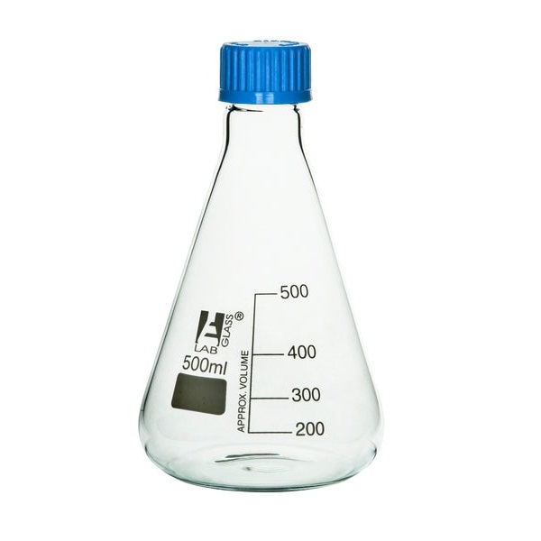 Eisco Erlenmeyer Flask 500ml - Borosilicate Glass With PTFE Screw Cap ...