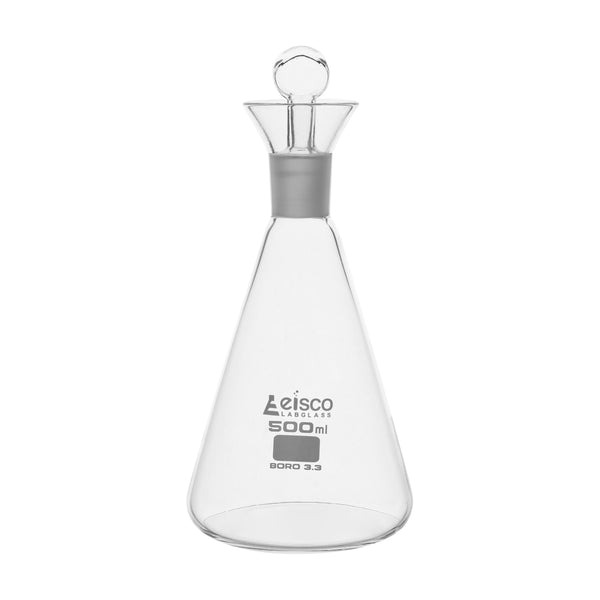 Eisco Iodine Flask & Stopper, 500ml - 24/29 Socket Size, Conical ...