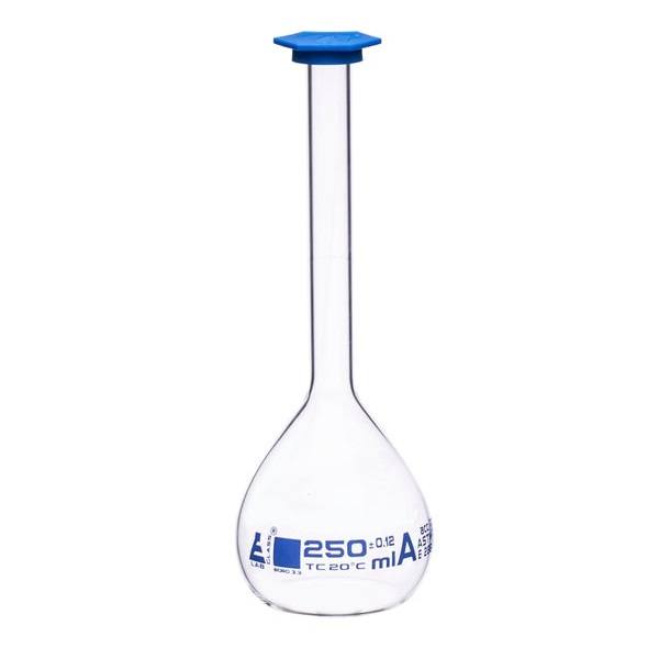 Eisco Volumetric Flask, 250ml - Class A, ASTM - Snap Cap, Tolerance ±0 ...