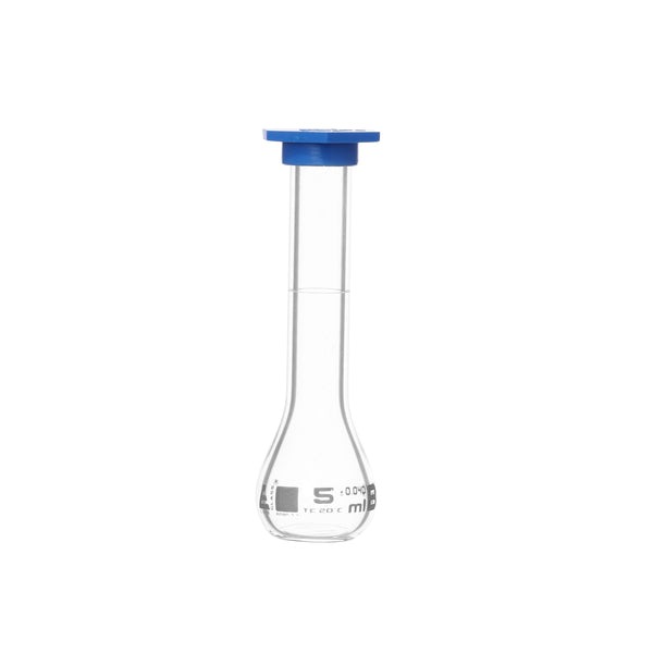 Eisco Volumetric Flask, 5mL - ASTM, Class B - Snap Cap White Markings ...