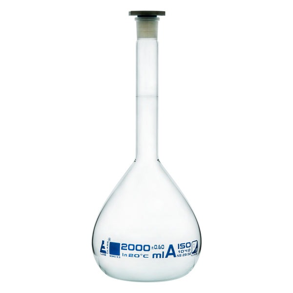 Eisco Volumetric Flask, 2000ml Class A - 29/32 Polyethylene, Tolerance ...