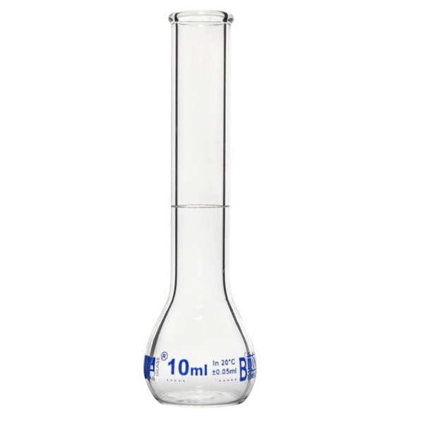 Eisco Volumetric Flask, 10ml - Class B - Blue Graduation, Tolerance ±0. ...