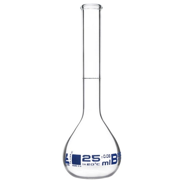 Eisco Volumetric Flask, 25ml - Class B Tolerance ±0.08ml - Beaded Rim ...