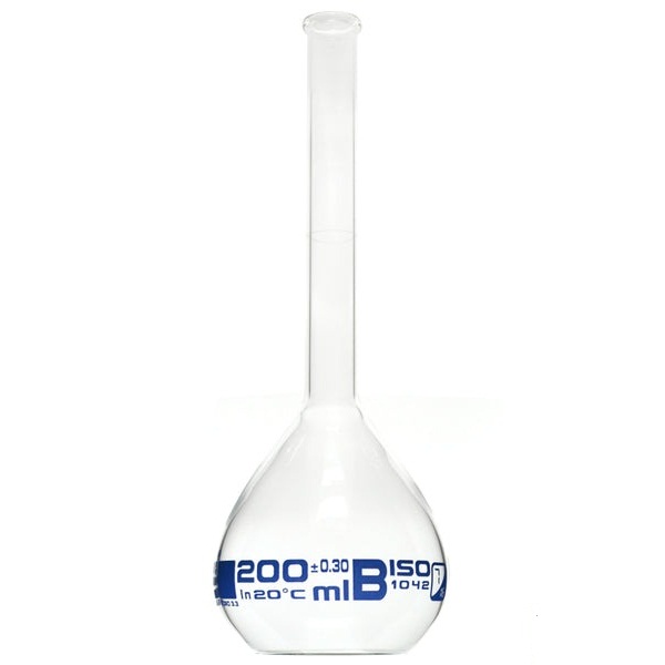 Eisco Volumetric Flask, 200ml Class B, Tolerance ±0.300 No Stopper ...