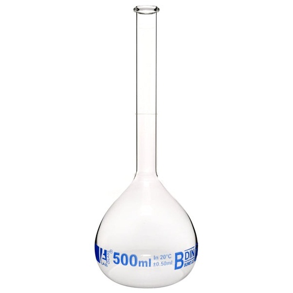 Eisco Volumetric Flask, 500ml Class B, Tolerance ±0.500 No Stopper ...