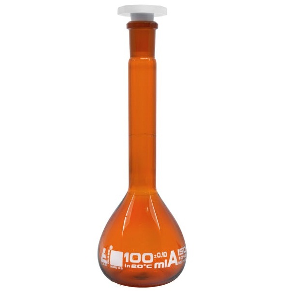 Eisco Volumetric Flask, 100ml - Class A - 14/23 Polypropylene Stopper ...
