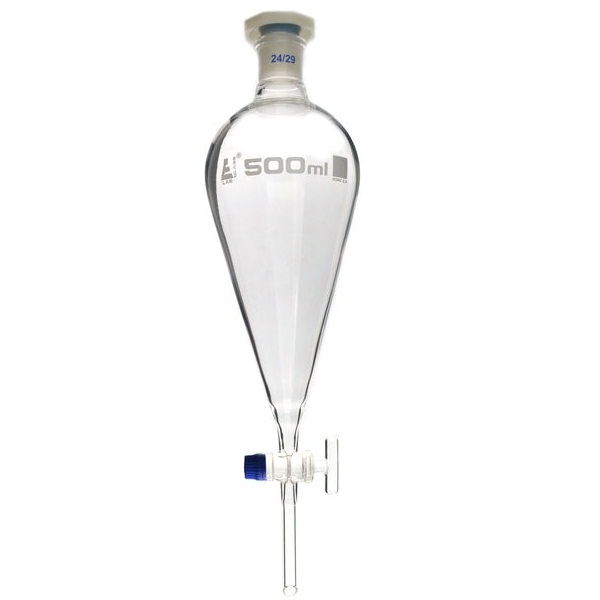 Eisco Squibb Separating Funnel, 500ml - 24/29 Stopper, Glass Key ...