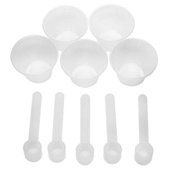 Eisco 5PK Cup and Scoop Set - 25mL Cups & 2.5mL Scoops - Polypropylene ...