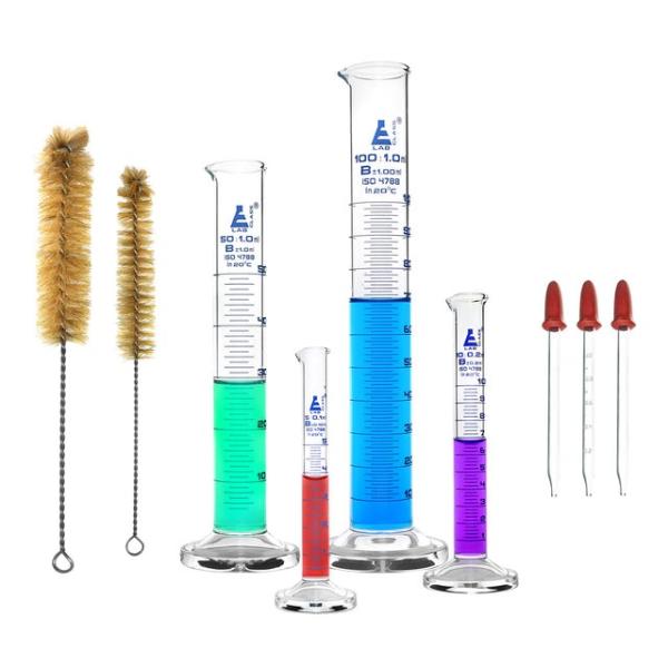 Eisco Safety Pack Measuring Cylinder Set with 3 Droppers & 2 Cleaning ...
