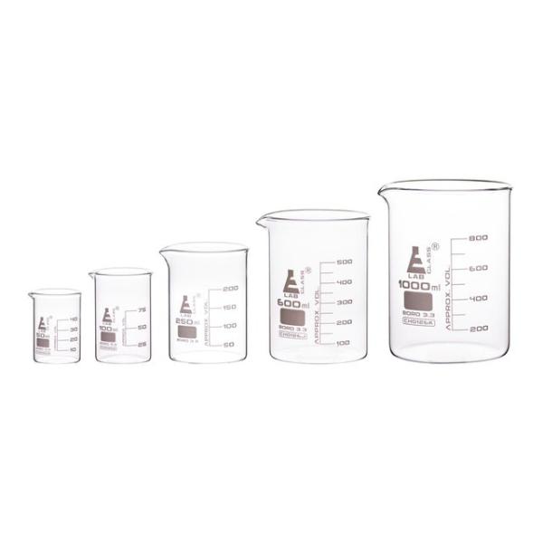 Eisco Premium Beaker Set, 50ml, 100ml, 250ml, 600ml & 1000ml - Low Form ...