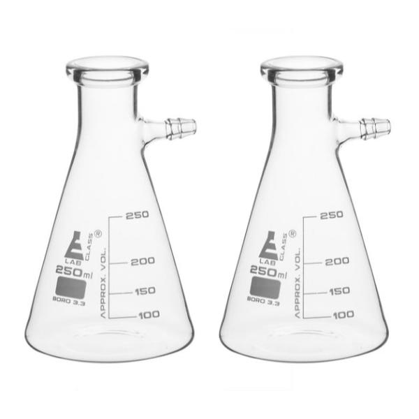 Eisco 2PK Filtering Flask, 250mL - Borosilicate Glass - Conical Shape ...