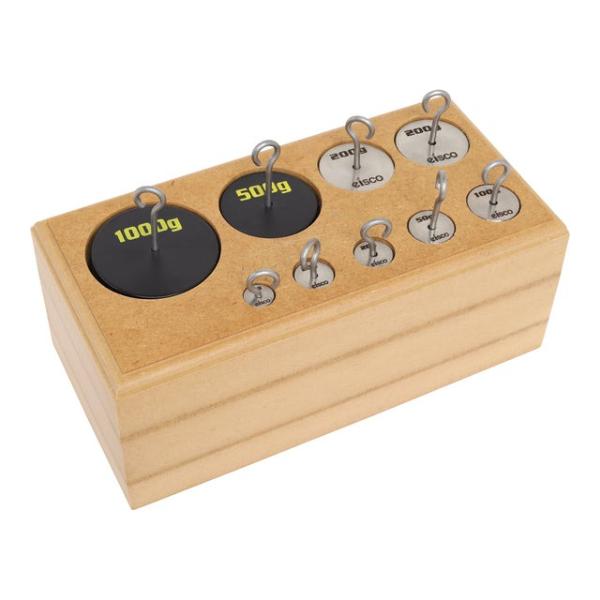 Eisco Hooked Weights Set, Stainless Steel, 9 Pieces - Metric Grams 10 ...