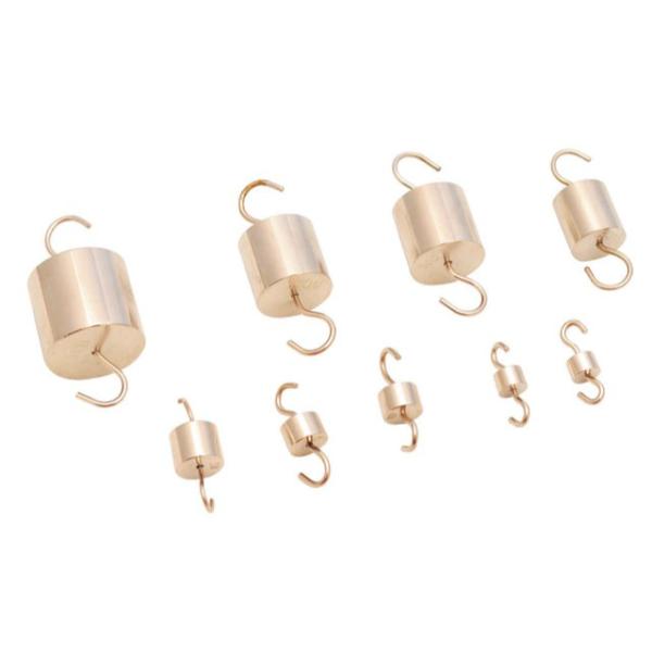Eisco Labs Brass Cylinder Hooked Weights - Set of 9 Total Weight 500 ...