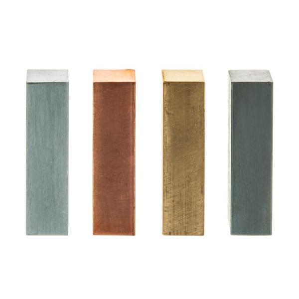 Eisco 4pc Metal Block Set - Brass, Aluminum, Steel & Copper - 2" x 0.5 ...