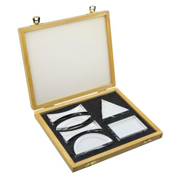 Eisco Acrylic Prisms & Lenses, 6 Pcs - Wooden Storage Box PH0576
