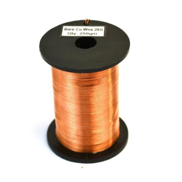 Eisco Copper Wire, Bare, 550ft Reel, 26 SWG (24/25 AWG) - 0.018" (0.46 ...