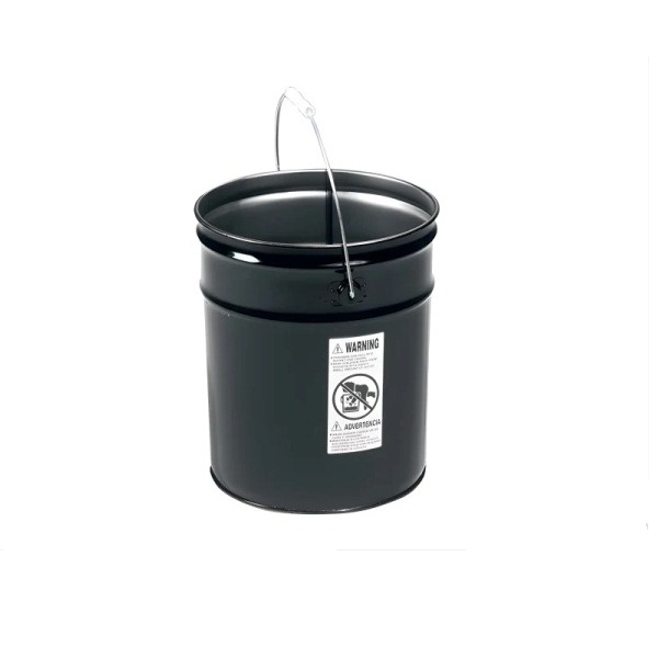 Qorpak 5 Gallon (640oz) 22/24/24 Gauge Grey Steel Open Head Pail with ...