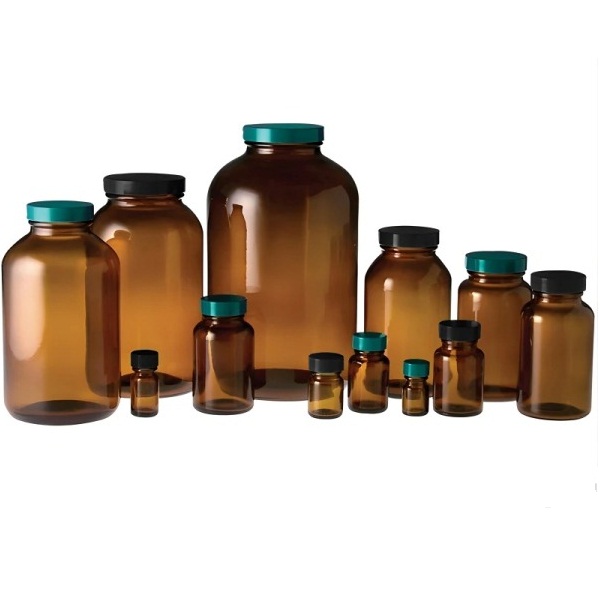 Qorpak 32oz (950ml) Amber Wide Mouth Packer with 53-400 White ...