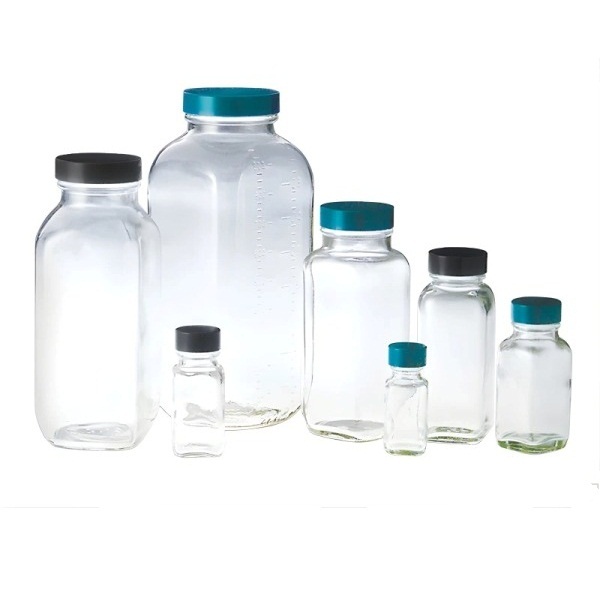 Qorpak 16oz (480ml) Clear French Square with 48-400 White Polypropylene ...